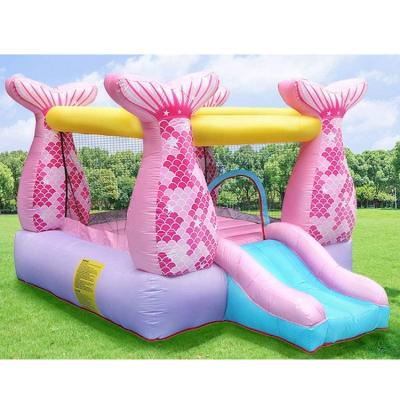 Mini mermaid bounce house kids inflatable bounce castle with slide