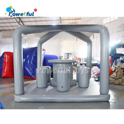 China outdoor commercial inflatable water leisure platform party bar with tent floating playing aqua water island dock for sale