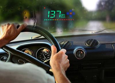 China 3.5 Inch A2 Mini Heads Up Car Display Speed KM MPH Compass Brightness Adjustable for sale