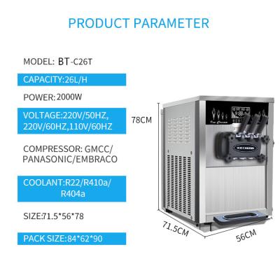 China BT-C26T New Plane Rectangular Design Ice Cream Machine 220V/110V Customizable Ice Cream Cone Machine for sale