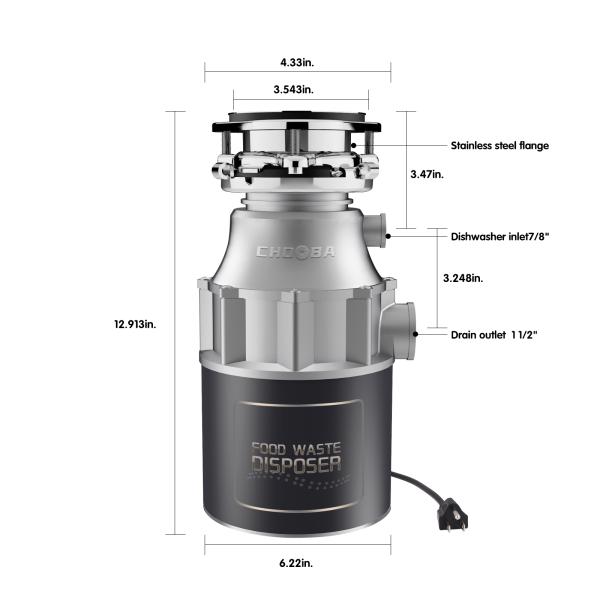 Quality 3/4 hp Indoor Use Continuous Feed Garbage Disposal Wet Waste Processor Kitchen for sale