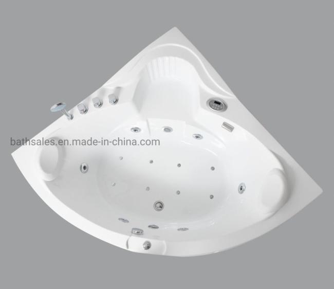 1500mm Corner Acrylic Whirlpool Massage Bathtub for 2 Person