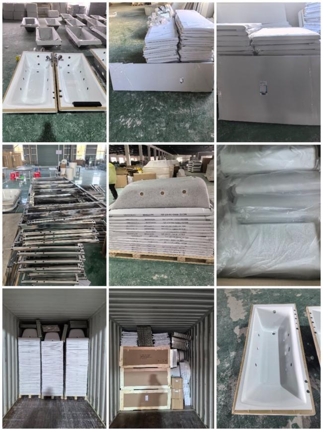 Rectangular 1700mm Hydro Massage Acrylic Bathtub Assembled Panels