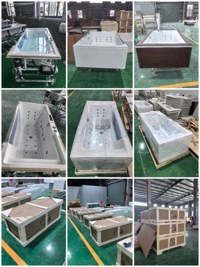 Rectangular 1700mm Hydro Massage Acrylic Bathtub Assembled Panels