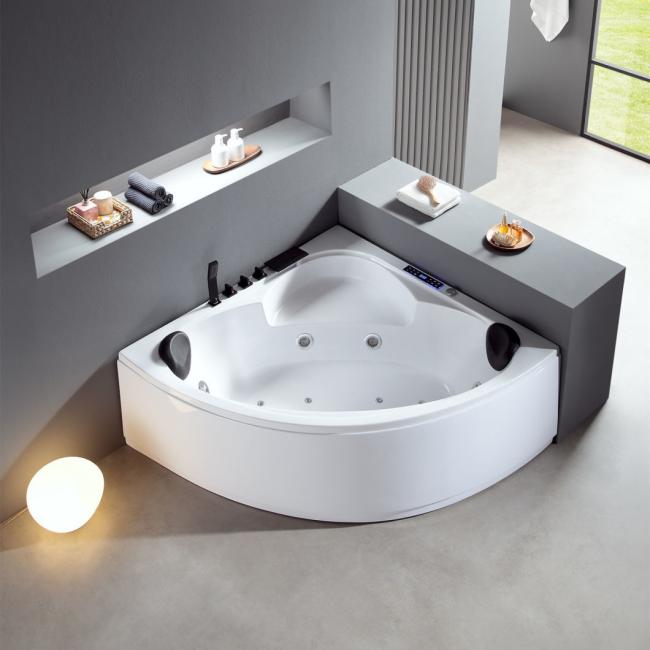 Corner Bathtub Acrylic Indoor Whirlpool Massage for 2 Person
