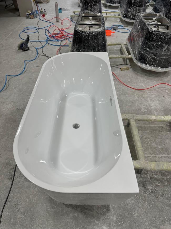 Wall Side Pure Acrylic Freestanding Bathtub Narrow Rim Border