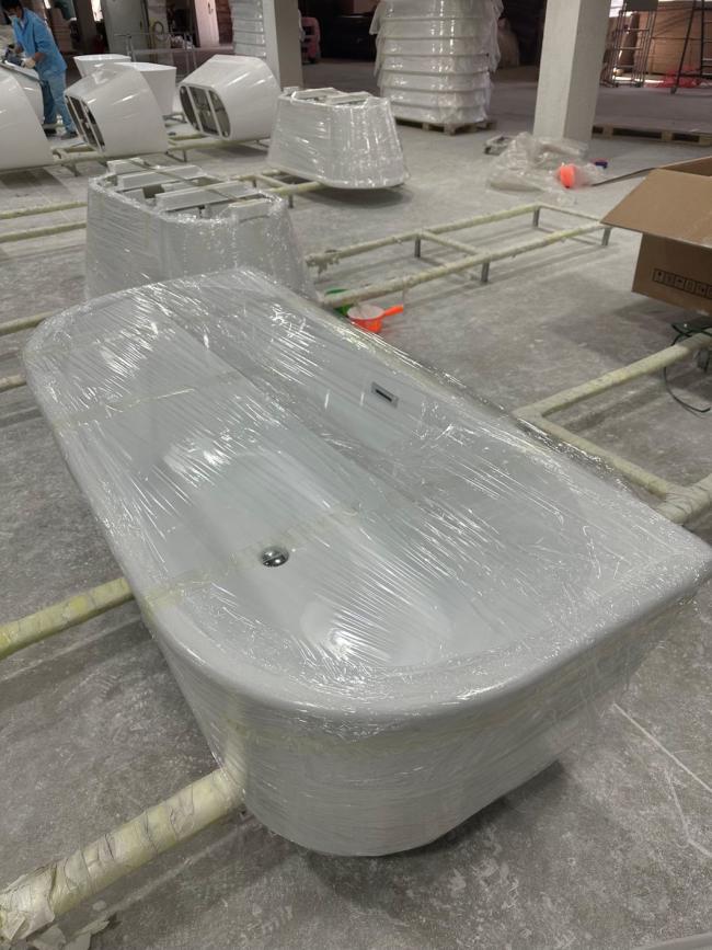 Wall Side Pure Acrylic Freestanding Bathtub Narrow Rim Border