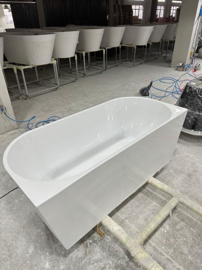 Wall Side Pure Acrylic Freestanding Bathtub Narrow Rim Border