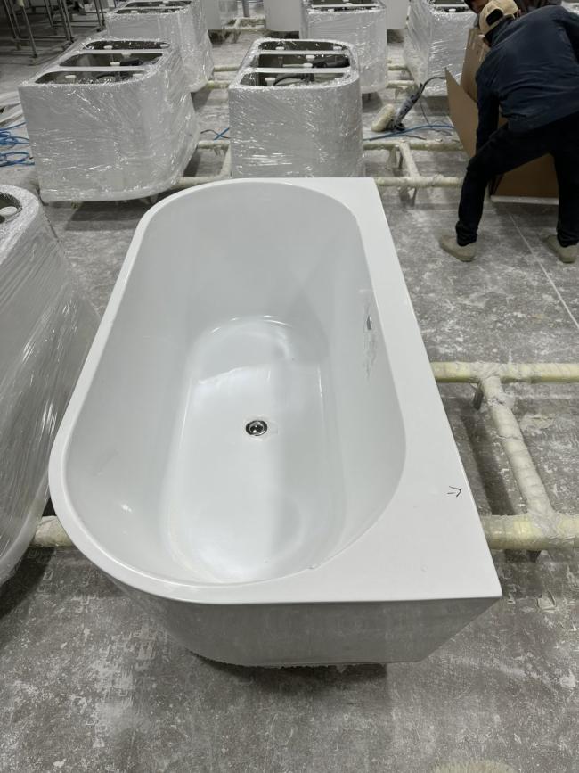 Wall Side Pure Acrylic Freestanding Bathtub Narrow Rim Border