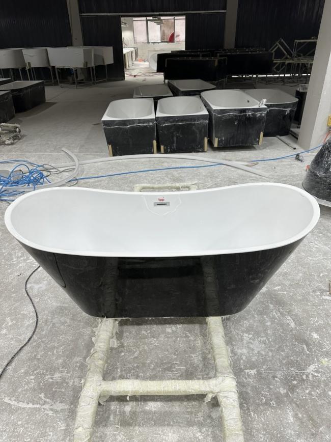 Oval PMMA Acrylic Freestanding Bathtub Narrow Rim Border Bulk Packing