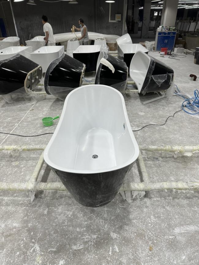 Oval PMMA Acrylic Freestanding Bathtub Narrow Rim Border Bulk Packing