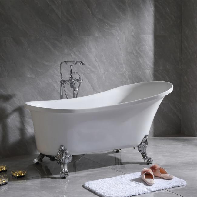 Freestanding Acrylic Bathtub Double Ended Classical Clawfoot Hot Bath