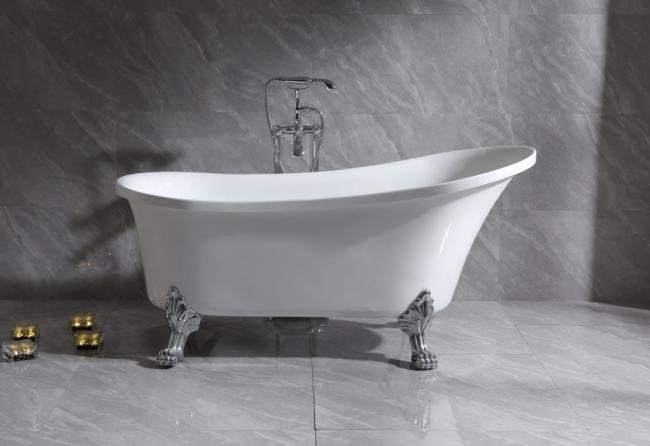 Freestanding Acrylic Bathtub Double Ended Classical Clawfoot Hot Bath