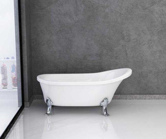 Double Ended Clawfoot Classical Acrylic Bathtub Freestanding