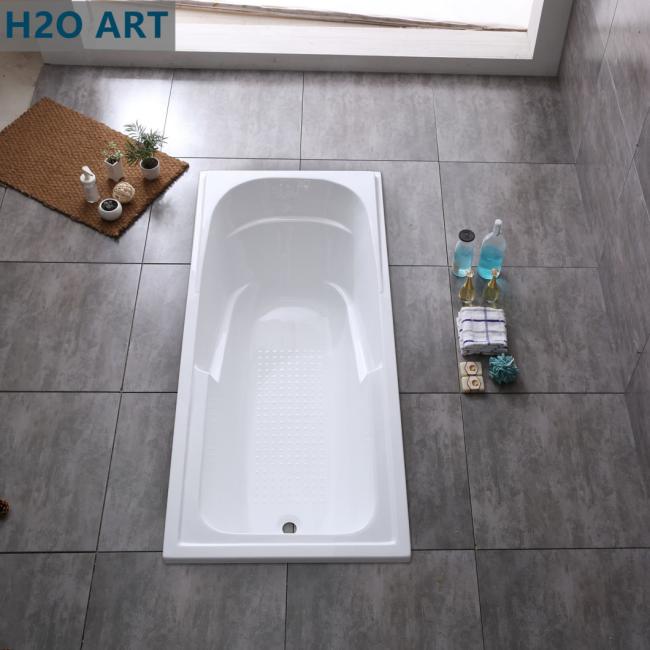 Elegant Simple Drop in Acrylic Bathtub with Handles Built in for South Asia Market