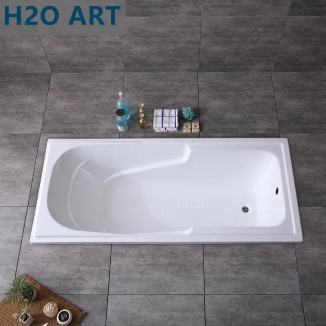 Elegant Simple Drop in Acrylic Bathtub with Handles Built in for South Asia Market