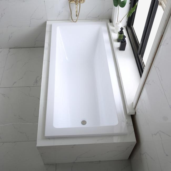 Typical Acrylic Drop in Bathtub Simple Built in Tub with or Without Antislip Design UK Standard