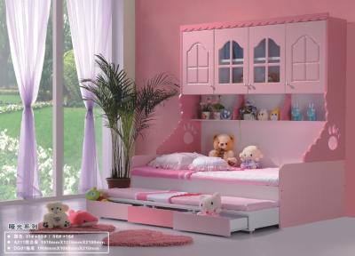 China pink kids bed with pulled bed and wardrobe furniture,#A211 for sale