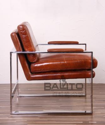 China antique leather chair with metal frame,#2011 for sale