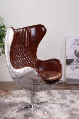 China luxury antique high back leather swivel leisure chair with aluminium back,#2016 for sale