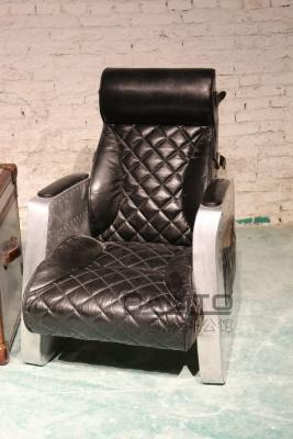 China antique black leather chair with aluminium frame,#730B for sale