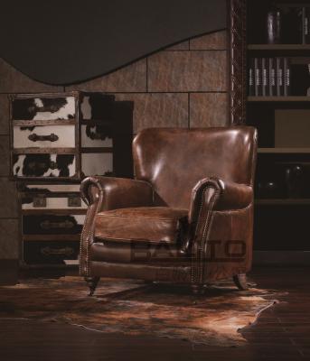 China classical antique leather single sofa,#K605 for sale