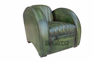 China antique style club green leather low back single sofa furniture,#XD0063 for sale