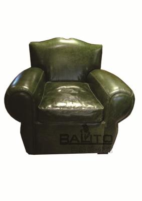 China antique style green leather low back single leisure club sofa furniture,#XD0069 for sale