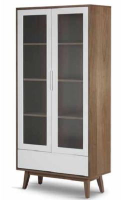 China wholesale North Europe style wooden high cupboard with glass door for sale