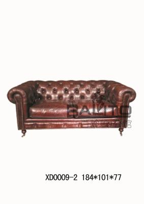 China Luxury antique two seater leather sofa furniture/rectangle 2 seat antique leather sofa for sale