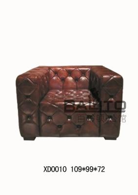 China Luxury antique single leather sofa furniture/rectangle single antique leather sofa for sale