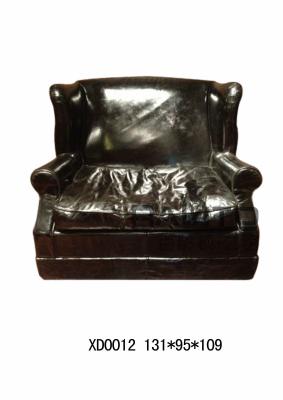 China Luxury antique two seater leather sofa/rectangle two seats antique leather sofa for sale