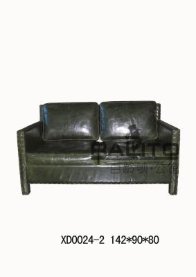 China Luxury classic antique 2 seater leather sofa/classical 2 persons leather sofa for sale