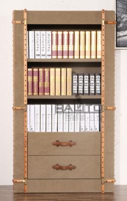 China classical old style antique grey canvas fabric bookcase furniture for sale