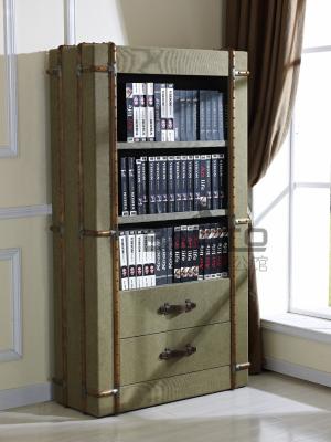 China classical old style antique green canvas fabric bookcase furniture for sale