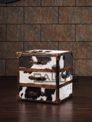 China classical antique cow color leather drawers case furniture for sale