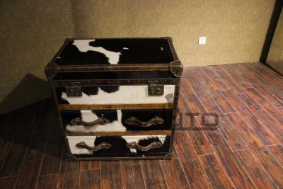 China classical antique cow color leather household case furniture for sale