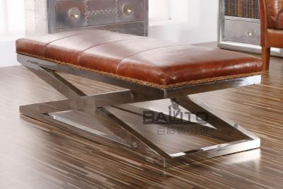 China antique old style leather ottoman classic club furniture for sale