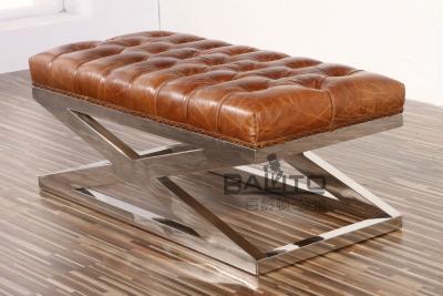 China antique old style leather ottoman classical club furniture for sale