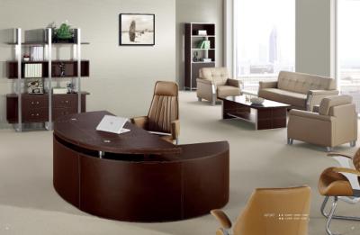 China luxury office executive leather curved table/luxury leather office arched executive desk for sale