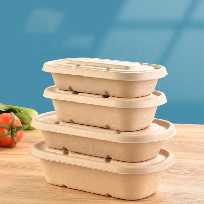 China Biodegradable Eco Friendly Bagasse Food Container Sugarcane Packaging Box For Salad for sale