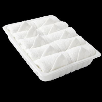 China 100%Cotton Disposable White Oshibori Hot Towels for Restaurants and Airlines for sale