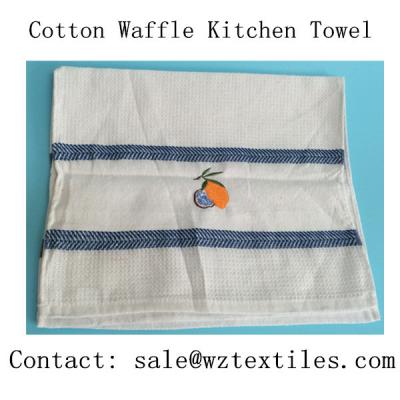 China 100%COTTON CUSTOM TEA TOWEL EMBROIDERY KITCHEN TOWEL WAFFLE TEA TOWEL for sale