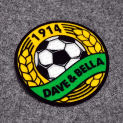 China Heat Transfer Printing Personalized Design Custom Football Team Club Logo Flocking Patches for Hats for sale