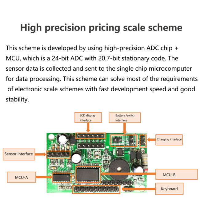 High Precision 24-Bit ADC Electronic Scale Hardware 20.7-Bit Stationary Code kg Unit Custom ODM Support 0.1g Accuracy OEM