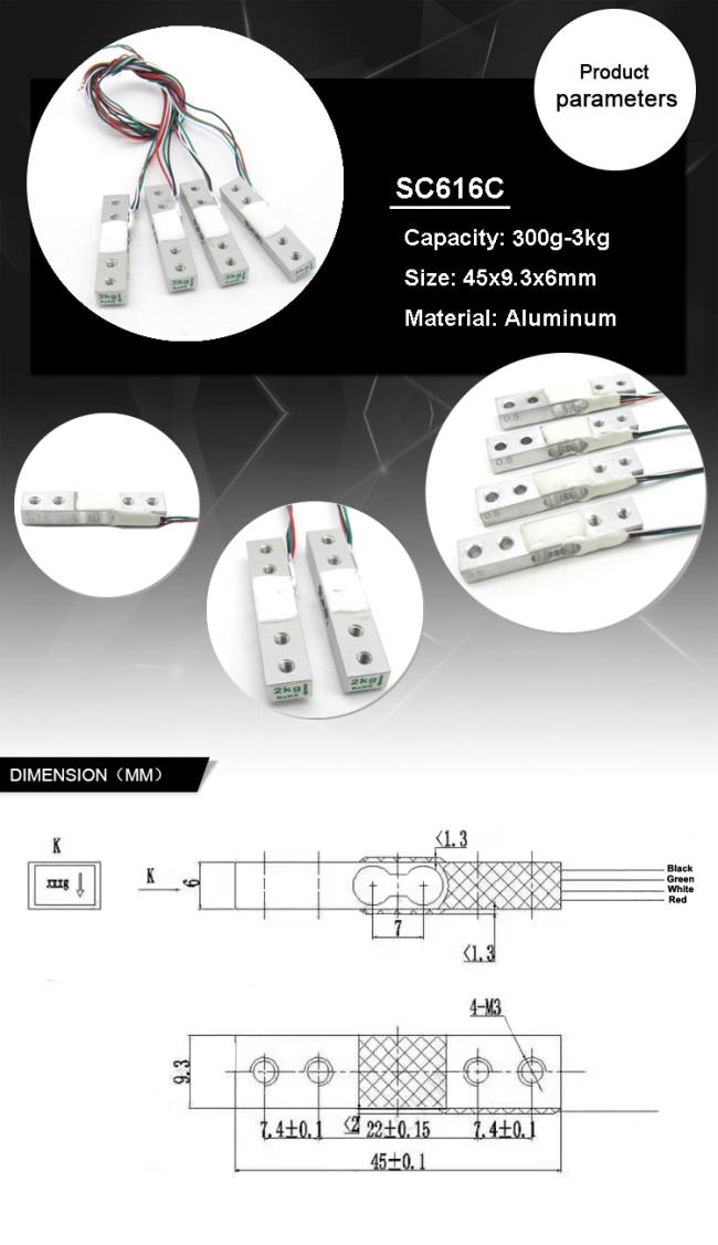 SC616C single point low cost load cell 300g 500g 750g 1kg for electronic weighing scale