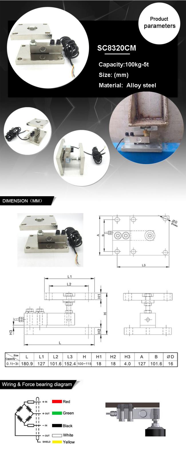 500Kg 1Ton 2Ton 3Ton Load Cell Sensor Module Tank Hooper silo weighing system Load Cell Pressure Sensors