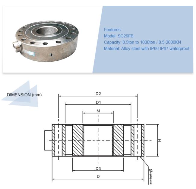 SC29FB High-accuracy wheel shape pancake type sensor 10kn load cell
