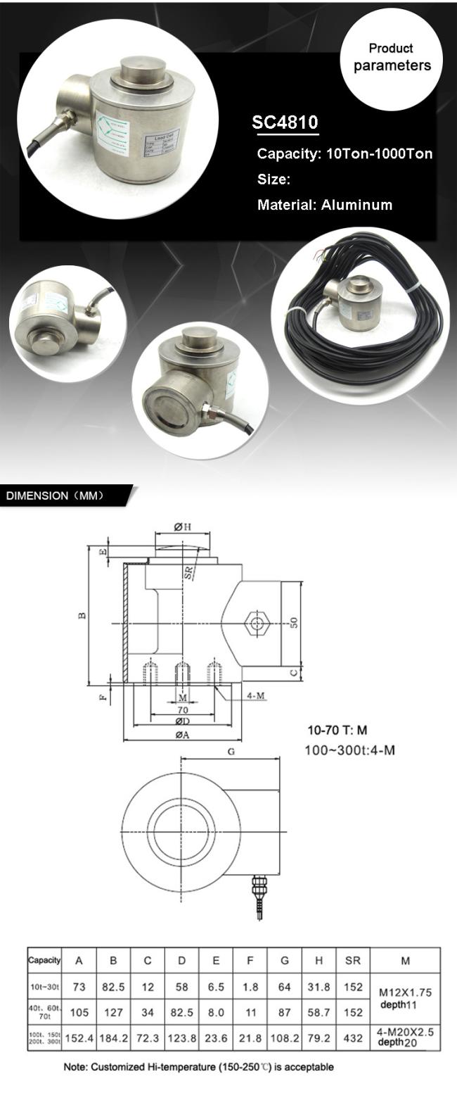 Sensorcon 30 ton 50 ton 100 ton 300 ton 500 ton 1000 ton 3000 ton Canister Pressure Sensor Load Cell