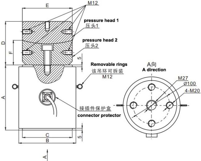 500Ton 600Ton 1000Ton column compression force Load Cell sensor for pile load testing